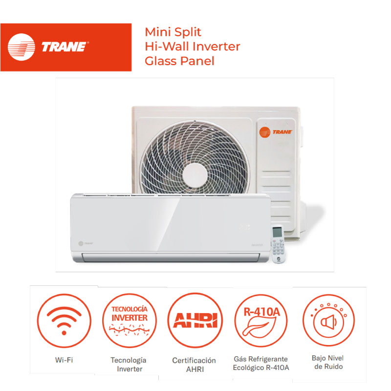 Mini Split Trane Hi-Wall Inverter Glass Panel 1Ton – Don Climas
